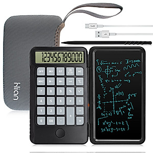 Hion Calculator,12-Digit Large Display Office Desk Calcultors with Erasable Writing Table,Rechargeable Hand held Multi-Function Mute Pocket Desktop Calculator for Basic Financial Home School,Black