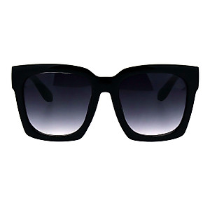 JuicyOrange SUPER Oversized Square Sunglasses Womens Modern Hipster Fashion Shades (shiny black (gradient lens), 55.5)