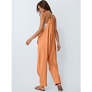 AUTOMET Jumpsuits for Women Casual Summer Outfits Rompers Comfy Beach Vacation Trendy Overalls Jumpers Fashion Clothes 2025 LightOrange XL