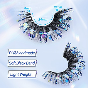 Glitter Lashes Colored False Eyelashes Wispy Lashes 5 Pairs Dramatic Lashes Cat Eye Festival Lashes Pack 5 Style by Zegaine