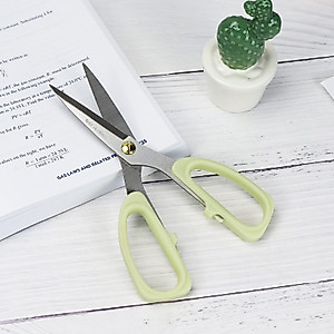 All Purpose 8" Scissors Heavy Duty Ergonomic Comfort Grip Shears Sharp Scissors for Office Home Household (Green)