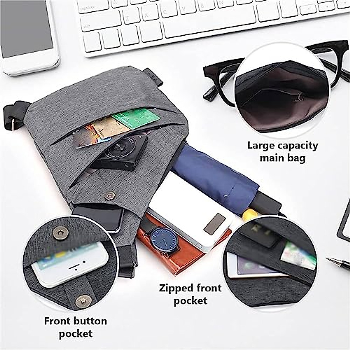 Exceptionm Personal Flex Bag, Valcen Personal Pocket Bag, Exceptionm Flex Bag for Women and Men (Black,Left)