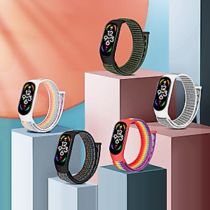 WNIPH Nylon Band Compatible with Xiaomi Mi Band 7/Mi Band 6/Mi Band 5/Mi Band 4/Mi Band 3/Amazfit Band 5, Soft Adjustable Sport Loop Wristband Replacement Strap for Xiaomi Mi Band 7/6/5/4/3 Women Men
