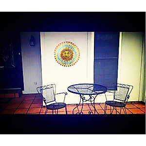 Woerte home 15.75-inch Metal Sun Art Wall Hanging Unique DIY INDOOR and Outdoor Home decoration