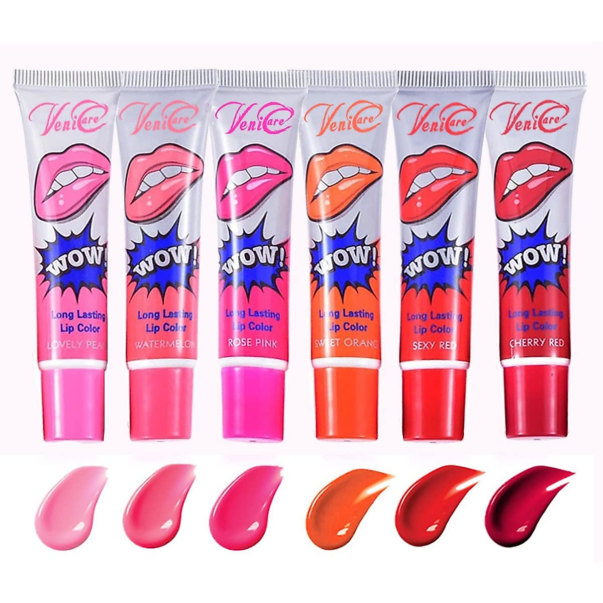 VeniCare Lip Stain Lip Gloss 6 Colors Tattoo Magic Color Peel Off Mask Tint Long Lasting Waterproof