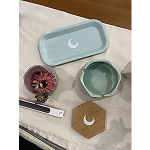 Brando Moon Small Tray - Green Lightweight Bio Tray - Made from Plants - Eco Friendly Low Carbon Kitchen Tool - Curved Edges and Smooth Surface - Travel Size 8 x 4.1 inches