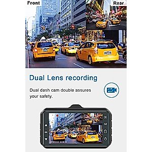 Dash Cam Front and Rear CHORTAU Dual Dash Cam 3 inch Dashboard Camera Full HD 170° Wide Angle Backup Camera with Night Vision WDR G-Sensor Parking Monitor Loop Recording Motion Detection