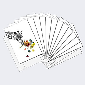 Tree-Free Greetings 12 Pack All Occasion Notecards,Eco Friendly,Made in USA,100% Recycled Paper, 4"x6",Checking in Giraffe (FS56865)