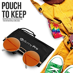 SunnyPro Hippie Glasses 70s Orange Sunglasses Women Disco 70’s Accessories Round Shades