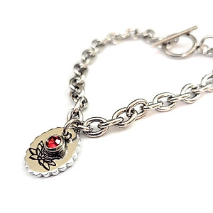 July Birthstone Charm Bracelet and Birth Month Water Lily Flower Simple Dainty Gift for Her Mom Daughter