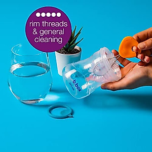 b.box Cleaning Brush Set of 5 Brushes for Sippy Cups, Water Bottles, Bottle Nipples and Straws. Brushes Clip in and Out All on One Handy Ring