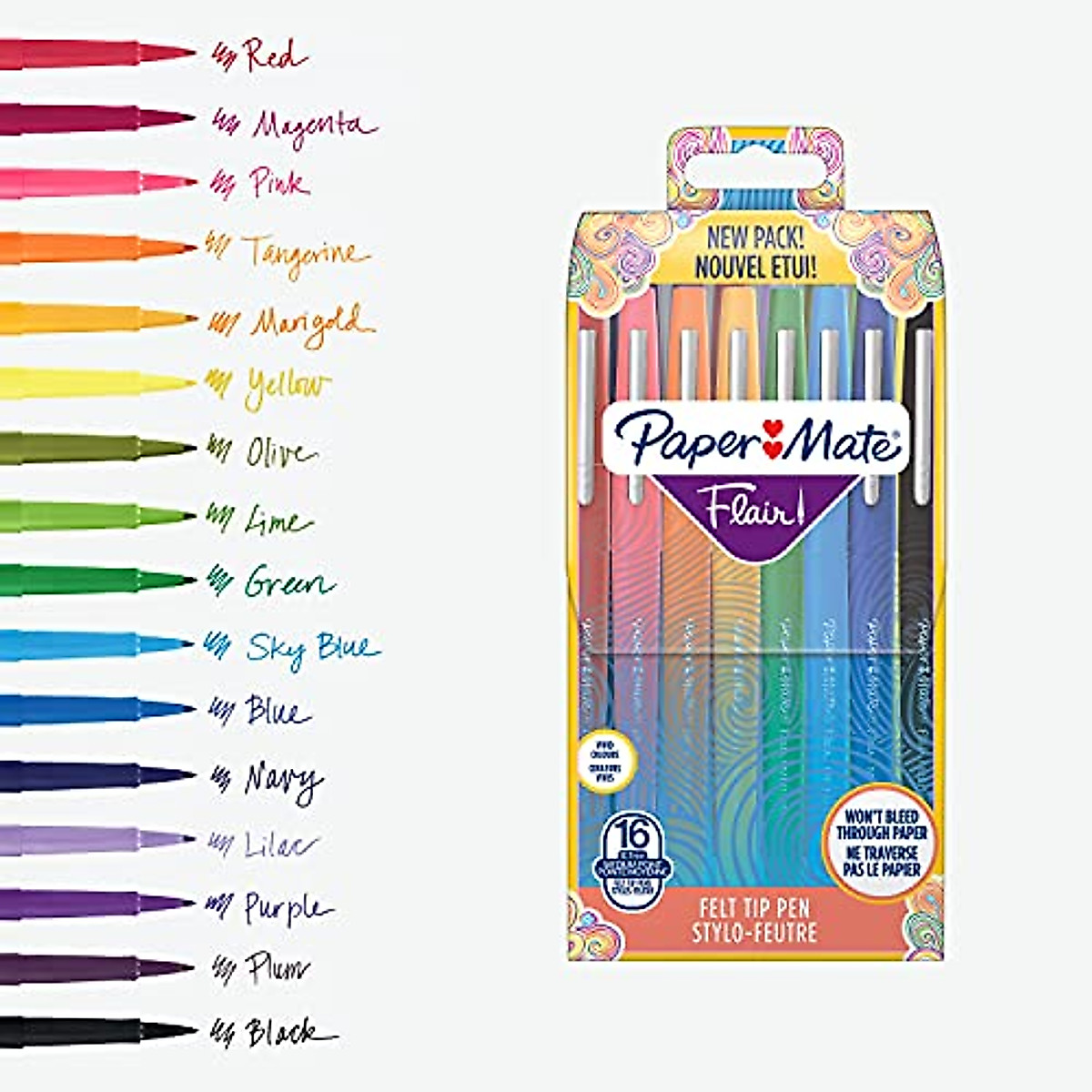 Paper Mate Flair Original Fibre Tip Pen Medium 1.0mm Pack of 16