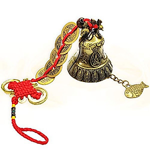 Feng Shui Bell for Wealth and Safe, Chinese Decor, Pendant Coins for Success, Protect Peace and Ward Off Evil, Can Be Used as Wind Chimes, Car Interiors, Home Decorations