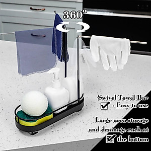 Teenyyou Black Countertop Hand Towel Holder for Bathroom 10 x 4 x 11 Freestanding Hand Towel Stand with 2 Swivel Arm Carbon Steel Towel Rack Towel Bar for Bathroom Kitchen Vanity Countertop