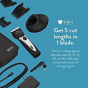 Wahl Professional Animal Chromado Lithium Pet, Dog, Cat & Horse Corded/Cordless Clipper Kit (#41871-0434) - Dog, Cat & Horse Grooming Supplies - Cord/Cordless - Pet Clippers - Black & Silver