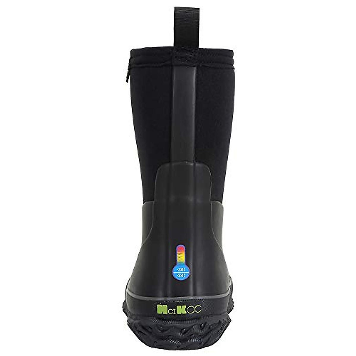 MCIKCC Unisex-Child Kids Waterproof Winter Rain Boots, Classic Youth Insulated Neoprene Rubber Boot for Toddler Boys Girls,Black,Size 6