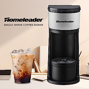 Homeleader Single Serve Coffer Maker for K-Cup and Ground Coffee, Coffee Machine with Self-Cleaning Function,6 to14oz Brew Sizes,Black