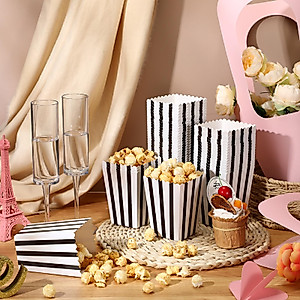 Maxcheck 200 Pcs Popcorn Boxes with 200 Pcs Clear Cellophane Bag, Mini Paper Popcorn Box Cardboard Popcorn Container, Popcorn Boxes Snack Candy for Birthday Wedding Decoration (Black and White)