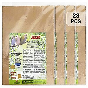 S&X Gravel Paper for Bird Cages - 17" x 11" Heavy Backing Paper, 4 x 7-Pack, 28 Sand Sheets