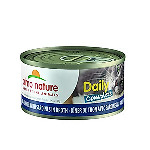 almo nature Daily Complete -Tuna Dinner with Sardines in Broth. Grain Free, Adult Cat Canned Wet Food Shredded, 1655