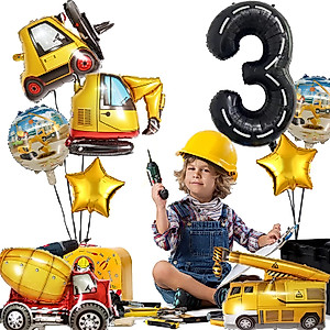 Construction Truck Balloons Construction Birthday Party Supplies Construction Trucks Party Decorations for Boys 3rd Birthday Party Construction Tractor Themed Birthday Party Favor