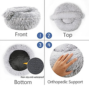 ShinHye Small Dog Bed Cat Bed Dog Bed with Blanket Plush Fluffy Hooded Dog Bed, Small Dog beds with Cover Cozy for Indoor Cats, Blanket Dog Beds Calm Anti-nxiety Dog Bed Washable