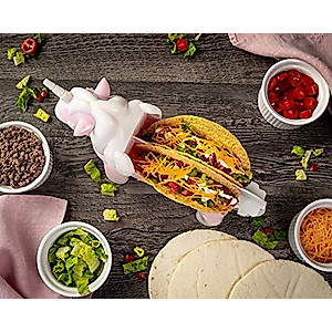Unicorn Taco Holder Bundle with Blue Dinosaur Taco Holder for Kids