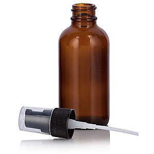 JUVITUS Amber Glass Boston Round Black Treatment Pump Bottle - 2 oz (2 Pack)