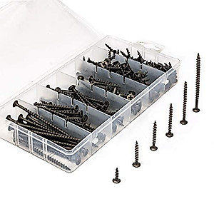T.K.Excellent #6#8 Black Philips Bugle Head Wood Screws,Coarse Thread Sharp Point Drywall Screws Assortment Kit,250 PCS