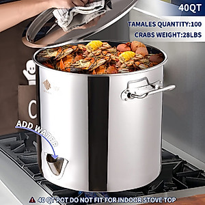 ARC 20QT Stainless Steel Tamale Steamer Pot w/Easy-fill Water Spout, Seafood Crab Steamer with Divider and Steamer Rack, 5 Gallon