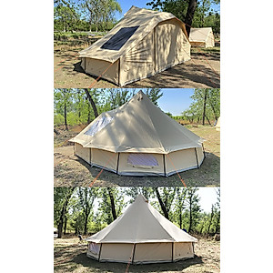 BOOMLATU 4 Season Waterproof Glamping Tents for Camping with Stove Jack Hole,Luxury Yurt Bell Tent Camping Tent for 4/6/8 Adults for Glamping Family Camping Zipped Removable Floor