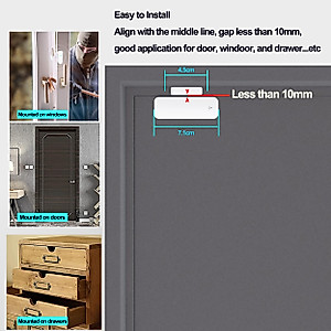 WiFi Door Sensor, Tuya Smart Door Window Sensor, Smart Window Sensor Real-time Alarm Compatible with Alexa Google Assistant,Home Security Door Open Contact Sensor for Business Burglar Alert (1 Pack)