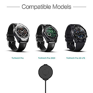TUSITA Charger Compatible with TicWatch Pro 2020, Pro 4G LTE Smartwatch - USB Charging Cable Clip Cradle 3.3ft 100cm - Bluetooth Smart Watch Accessories