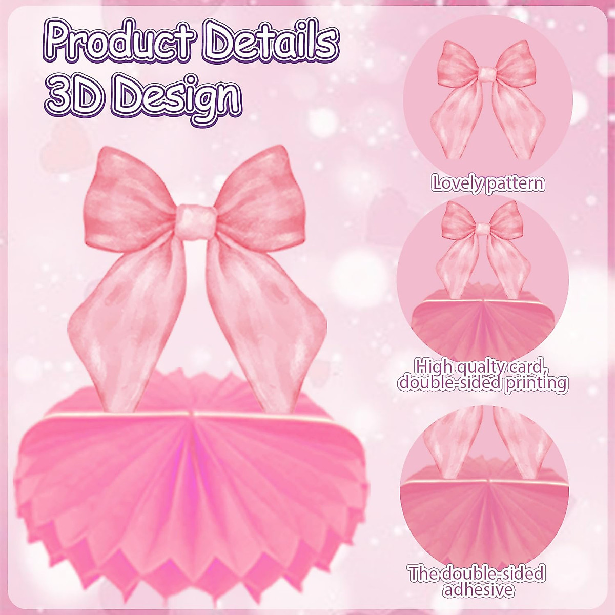 50Pcs Pink Bow Balloons, Pink Bow Coquette Party Decorations, Pink Bow Party Supplies