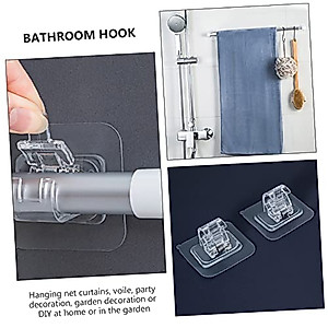 FBITE Curtain Tiebacks,Curtain 1Hanging Rod Clamp Shower Rod Hooks Shower Rod Holder Plastic Standbar Hook Curtain Rod Clip Curtain Rod Fixing Clip/Transparent Color/6 * 5 * 4.5Cm