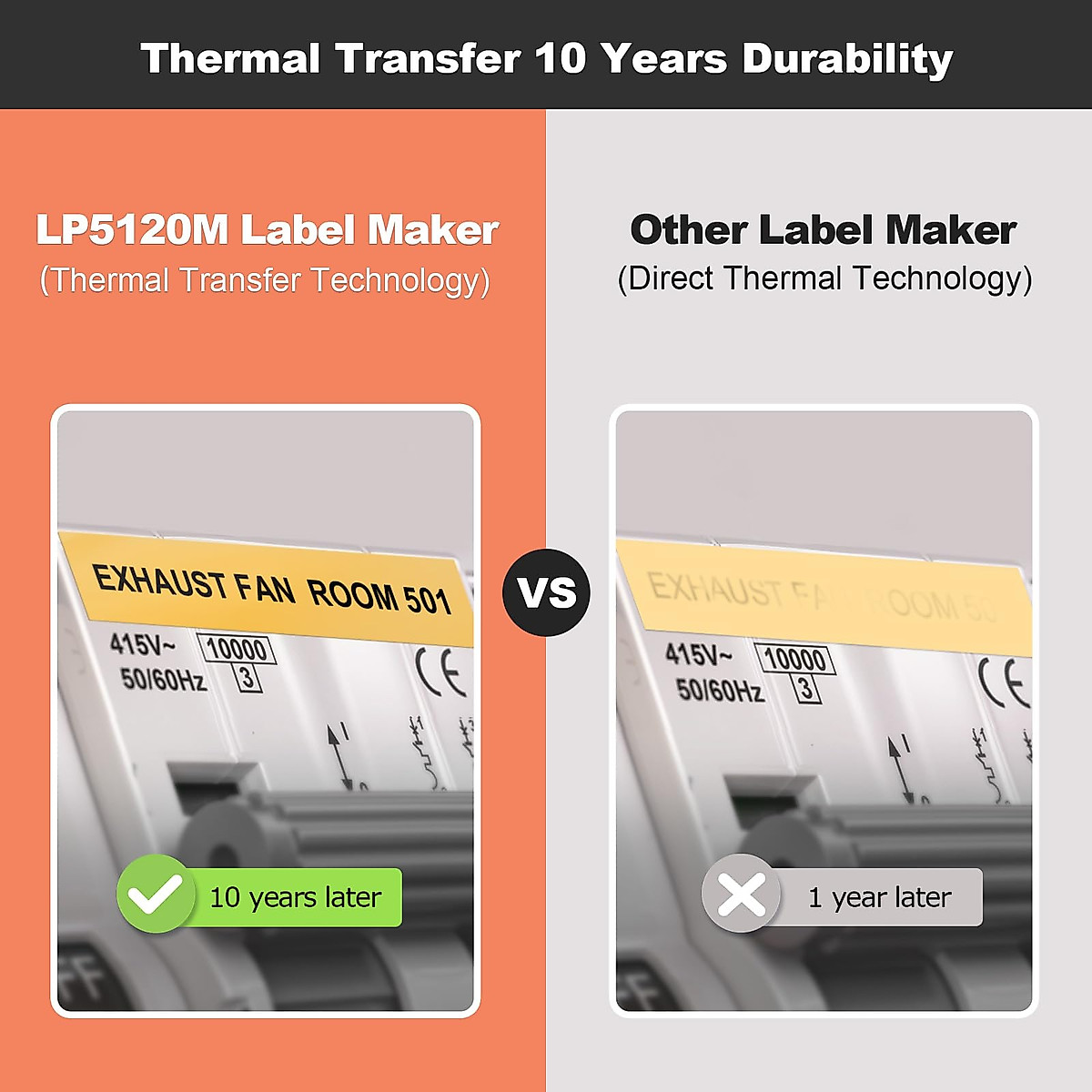 SUPVAN Label Maker Machine LP5120M Thermal Label Printer with Keyboard Multiple Template Available Laminated Label for Organization Work Office Black