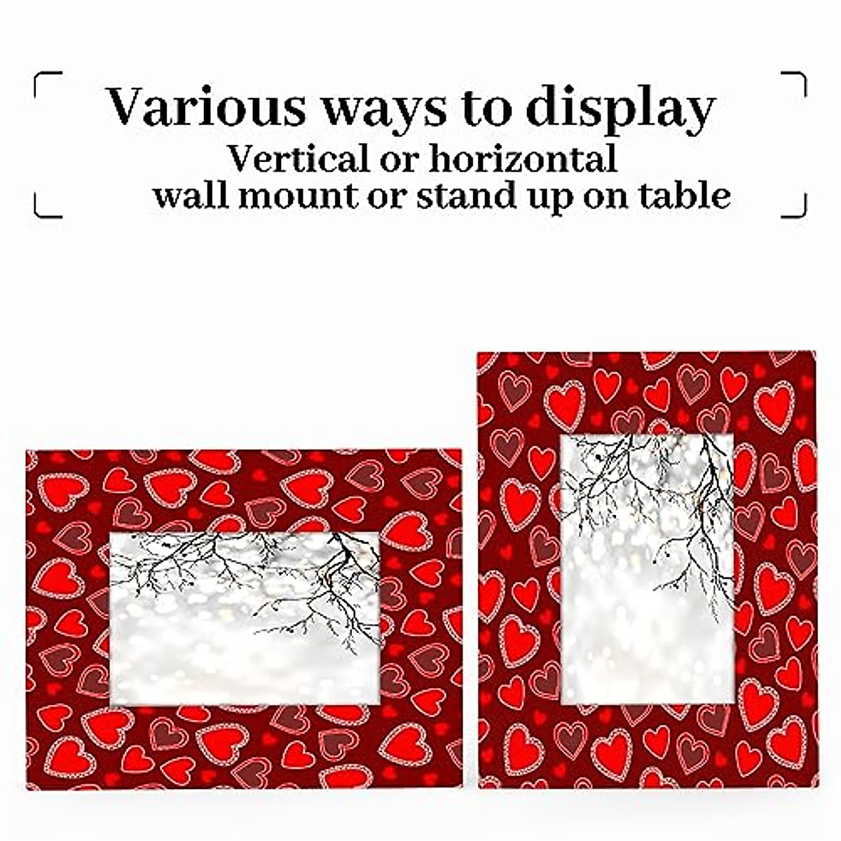 POFATO Red Love Heart 5x7 Picture Frame Wood Photo Frame for Tabletop Display Wall Mount Picture Frame Display 5 x 7 Inch Photo Wall Decor Home Gift Frames