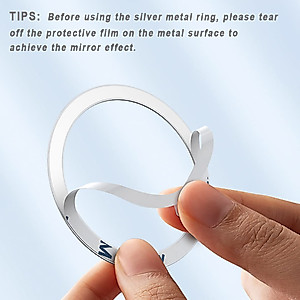 12 Pcs Magnetic Wireless Charging Metal Ring with Sticker, Universal Ultra Thin Notched and Round Alphabet Ring Conversion Kit Compatible with MagSafe iPhone 13 12 Pro Mini Max Galaxy S21, 3 Colors