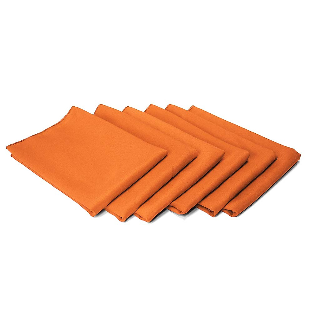 TableLinensforLess 17"x17" Polyester Cloth Napkins, Set of 6 (Pumpkin Orange) | Easy-Care, No-Iron Finish, Superior Color Retention, Machine Washable