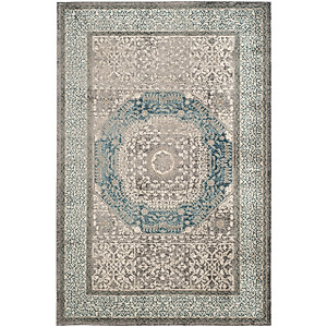 SAFAVIEH Sofia Collection 5'1" x 7'7" Light Grey/Blue SOF365A Vintage Oriental Distressed Non-Shedding Living Room Bedroom Area Rug