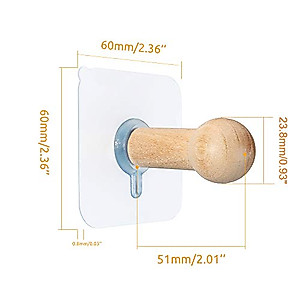 FOTYRIG Adhesive Hat Hooks for Wall Hat Hanger Wall Rack Mounted Coat Hanging Wooden Bathroom Hooks Stick On Door Closet Cabinet Wardrobe Entryway Waterproof OilProof-8 Packs