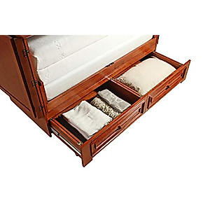 Mega Solutions Emurphybed Paradiseo Murphy Cabinet Chest Bed with Charging Station 6 Inch, Queen (Cherry)