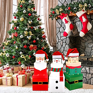 Fulmoon 24 Pieces Christmas Stacking Boxes Christmas Nesting Gift Boxes Christmas Stackable Boxes with Lids 8 Designs Snowman Decorative Present Boxes for Christmas Party Decor(Novelty Style)
