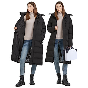TRUNYAQI Women's Heated Long Jacket with Battery Pack Winter Coat for Women with Box