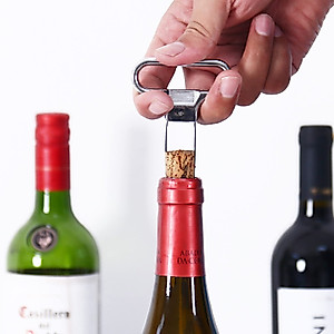 Personalized Wine Opener for Vintage Bottles,Sinseike Two-Prong Cork Puller,Father's Day Gifts (silver)
