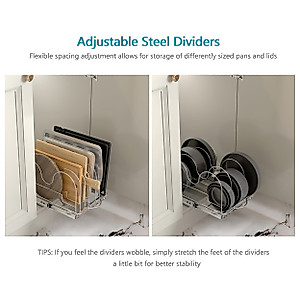 TQVAI Pots and Pans Organizer, Expandable Pot Lid Holder, Kitchen Under Cabinet Organizer for Cutting Board/Cookware/Baking Sheets - Cabinet Request at Least 12.5" W x 18.25" D x 13.5" H