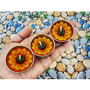 HukDok Flower Shape Tealight Candles for Birthday Party Home Décor Spa Wedding Anniversary Valentine's Day Mother's Day Celebration Baby Shower Decoration. (Sunflower)