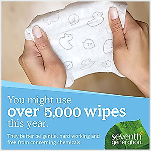 Seventh Generation Thick & Strong Free and Clear Baby Wipes with Flip Top Dispenser, 768 Count