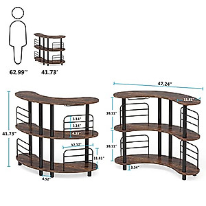 LITTLE TREE Bar Table Bat Cabinet, 47.24" L ×11.81" W × 41.73" H, Rustic Brown