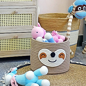 T&T Homewares Small Sloth Baskets for Baby Diaper Organizer, Nursery Storage, Nursery Room Decor, Kids Room Organizer, Pet Toy Storage